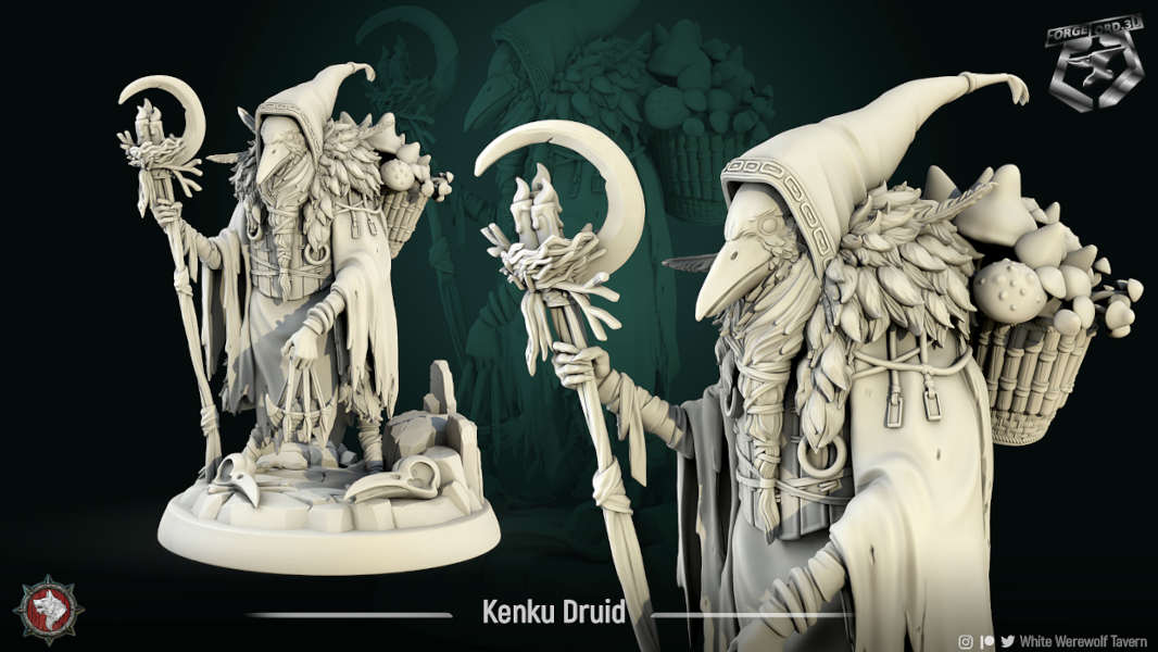 Kenku druid , statue 75mm - ForgeLord.3D Fantasy Miniatures