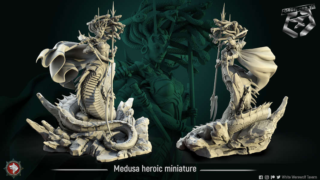 Diorama Medusa, 75mm - ForgeLord.3D Fantasy Miniatures
