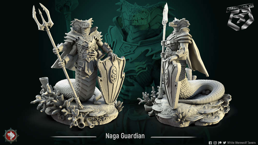 Naga Guardian, 75mm - ForgeLord.3D Fantasy Miniatures
