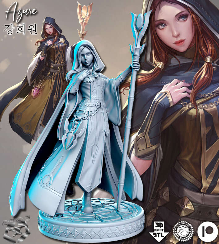 Azure, statue 75mm - ForgeLord.3D Fantasy Miniatures