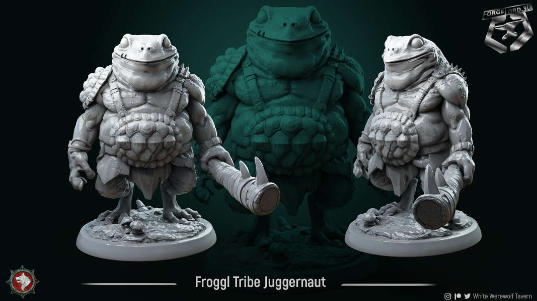 Froggl Tribe Juggernaut, 32mm - ForgeLord.3D Fantasy Miniatures