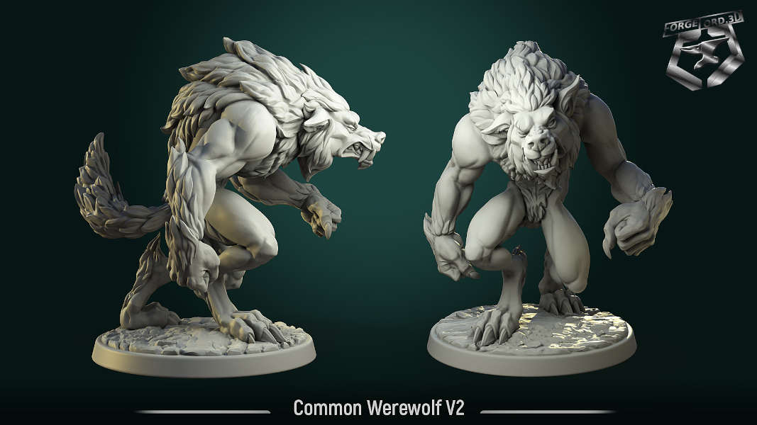 Common Werewolf, 32mm - ForgeLord.3D Fantasy Miniatures