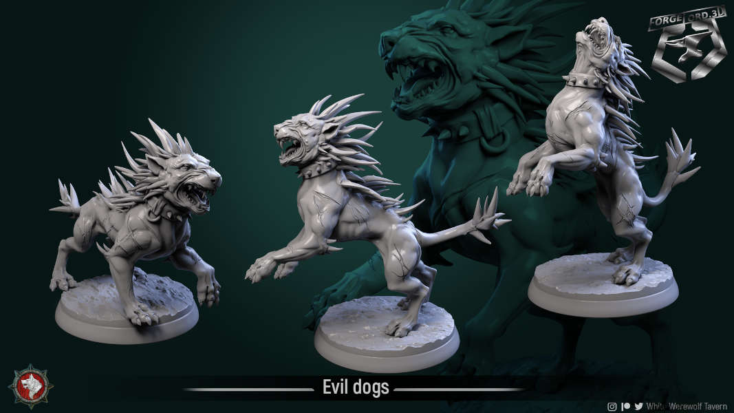Evil dogs set, 32mm – ForgeLord.3D Fantasy Miniatures