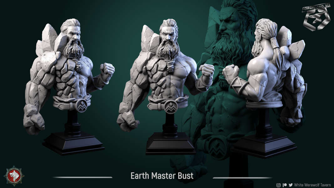 Earth Master, bust 75mm - ForgeLord.3D Fantasy Miniatures