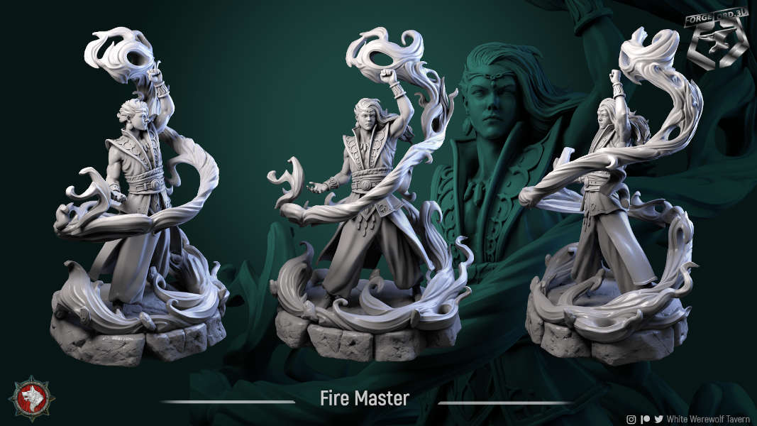 Fire Master, statue 75mm - ForgeLord.3D Fantasy Miniatures