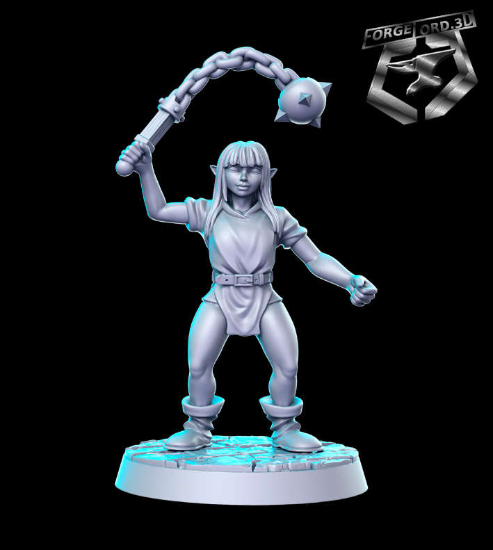 Goblin with morning star - ForgeLord.3D Fantasy Miniatures