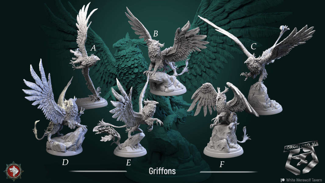 Griffons, 32mm - ForgeLord.3D Fantasy Miniatures