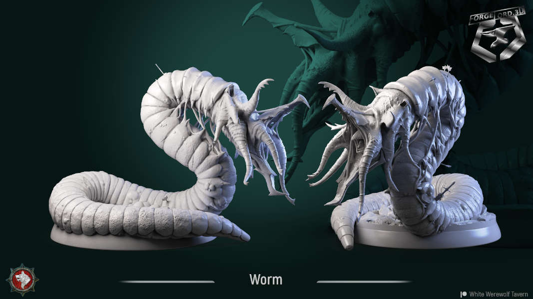 Worm, 32mm - ForgeLord.3D Fantasy Miniatures