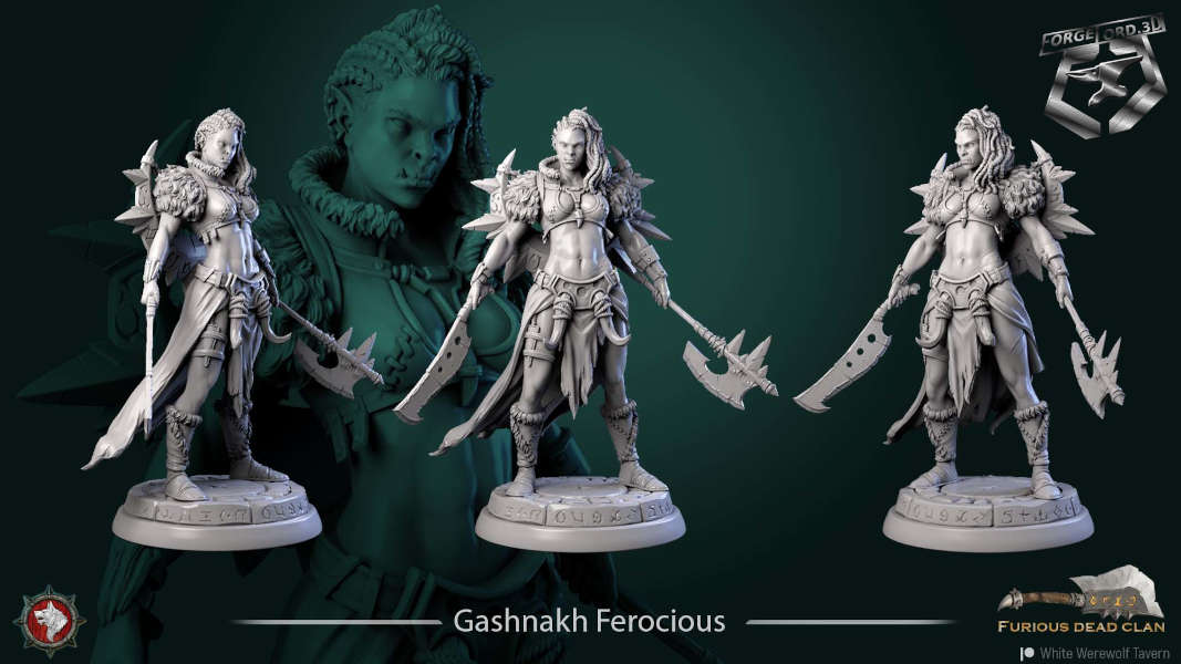 Gashnakh Ferocious, statue 75mm - ForgeLord.3D Fantasy Miniatures