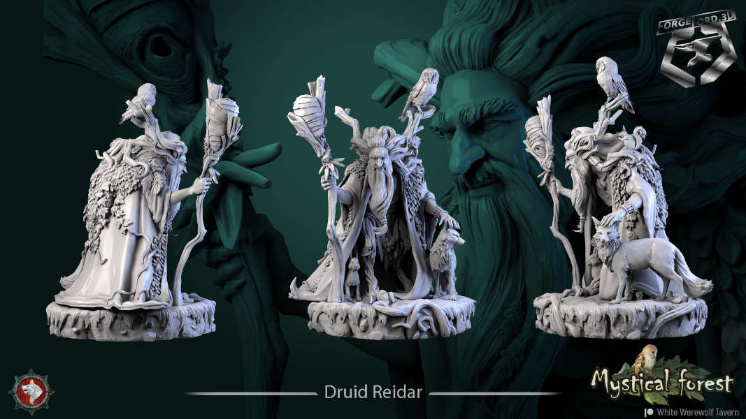 Druid Reidar, statue 75mm - ForgeLord.3D Fantasy Miniatures