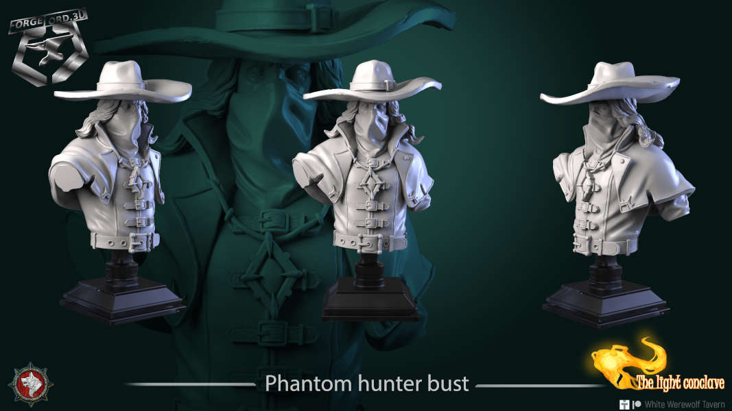 Phantom hunter, bust 75mm - ForgeLord.3D Fantasy Miniatures