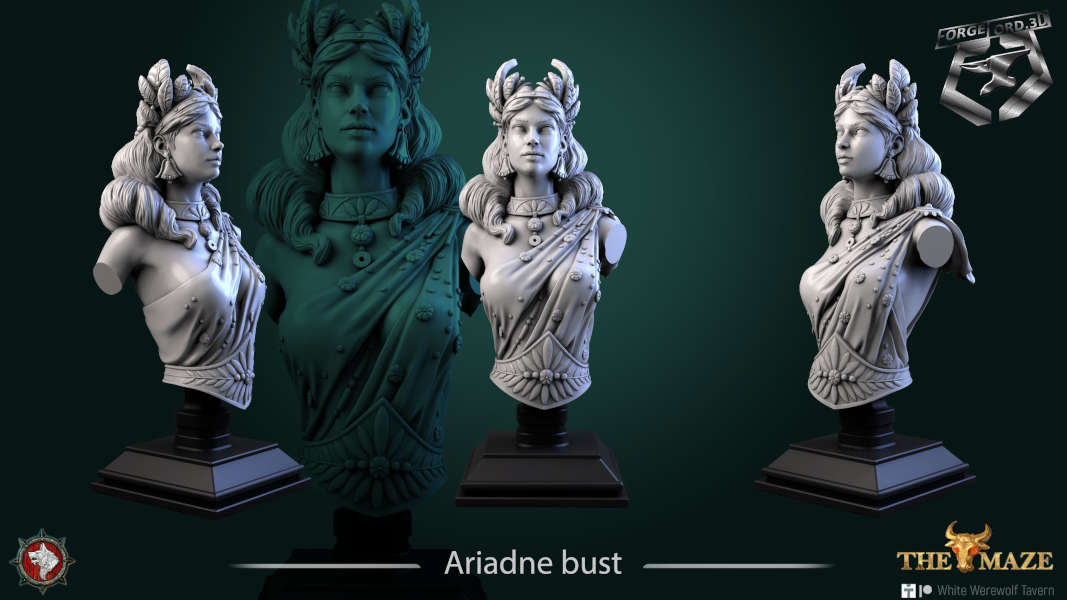 Ariadne , bust 75mm - ForgeLord.3D Fantasy Miniatures