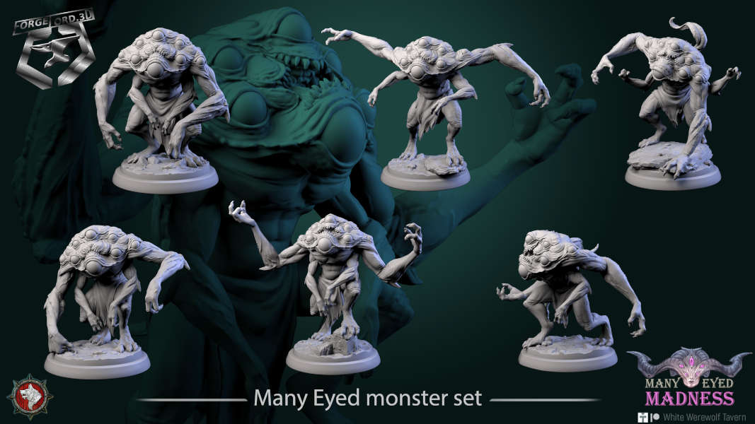 Many Eyed monster set, 32mm - ForgeLord.3D Fantasy Miniatures