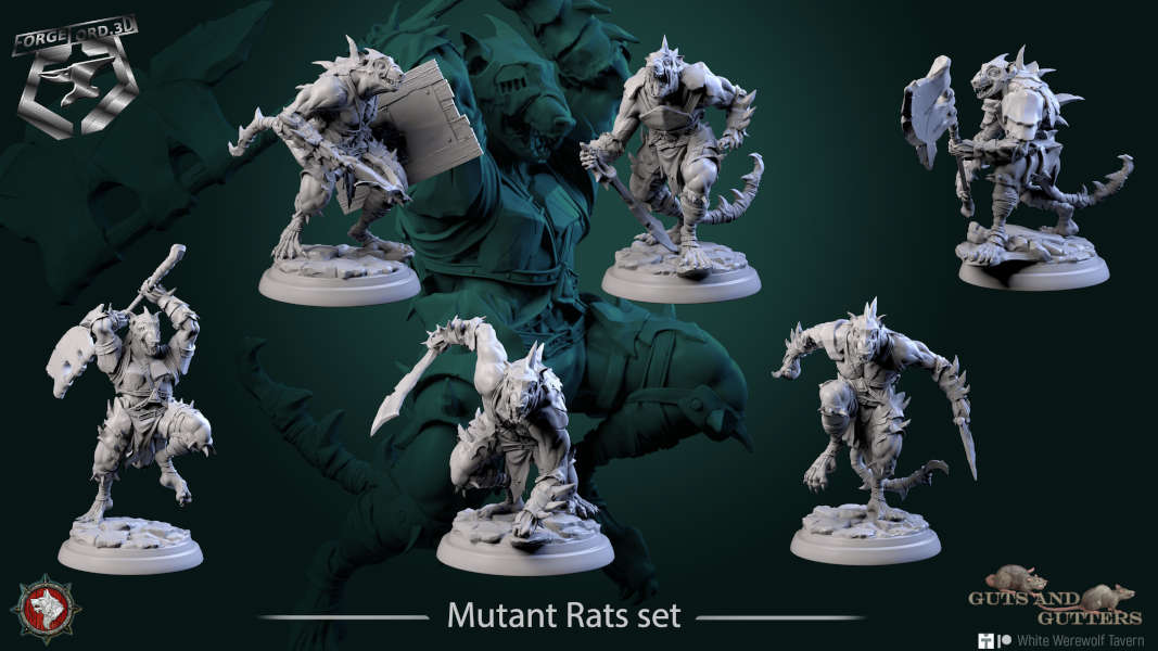 Mutant Rats set, 32mm - ForgeLord.3D Fantasy Miniatures