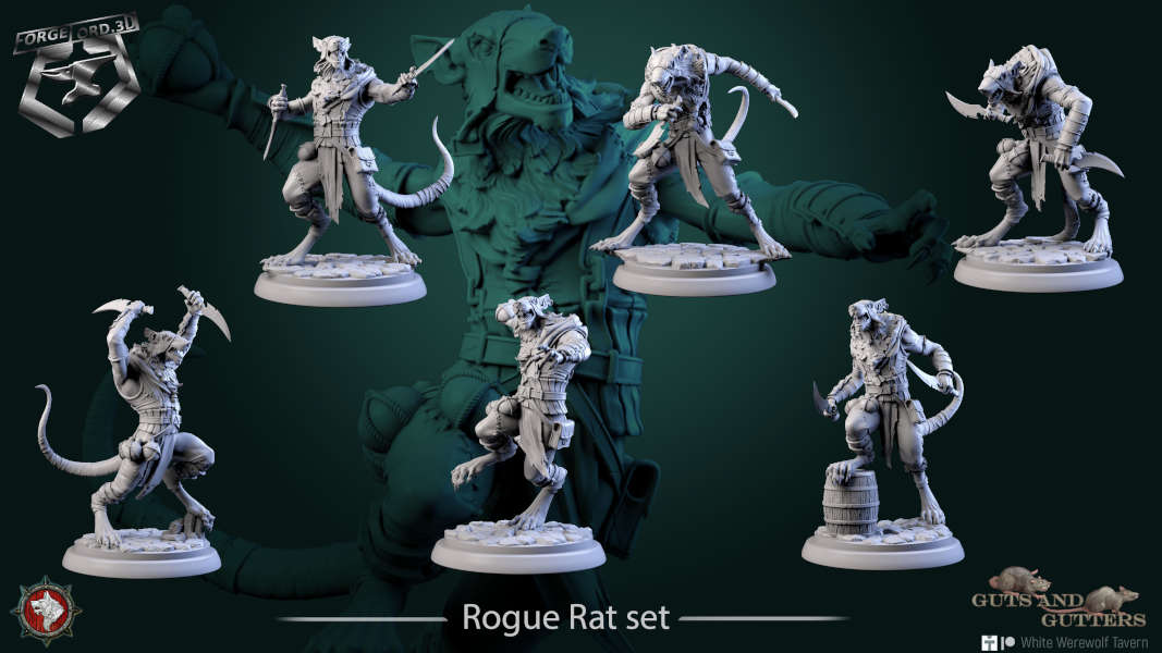 Rogue Rat set, 32mm - ForgeLord.3D Fantasy Miniatures