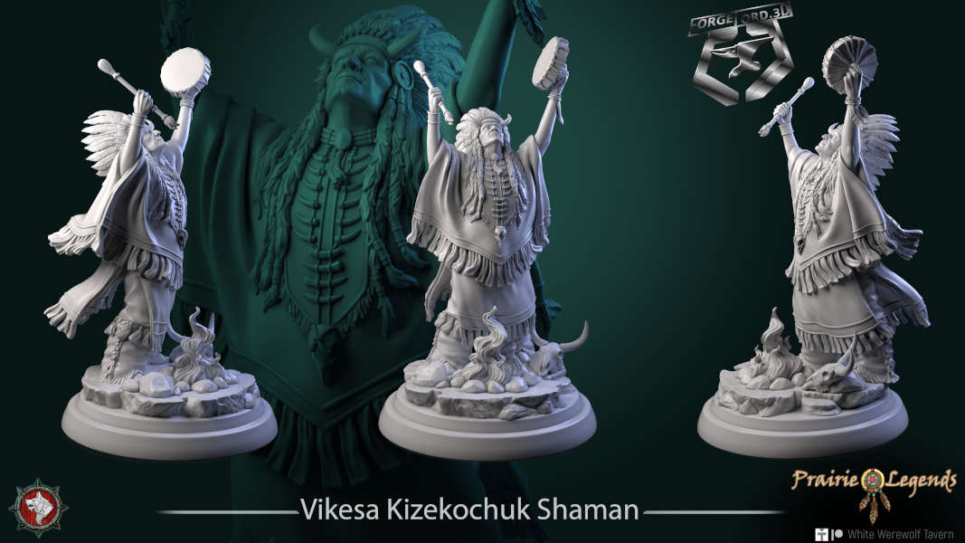 Vikesa Kizekochuk Shaman, statue 75mm - ForgeLord.3D Fantasy Miniatures