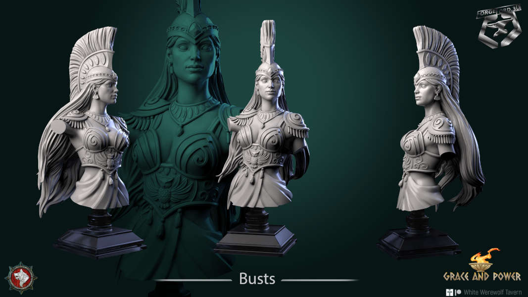 Athena, bust 75mm - ForgeLord.3D Fantasy Miniatures