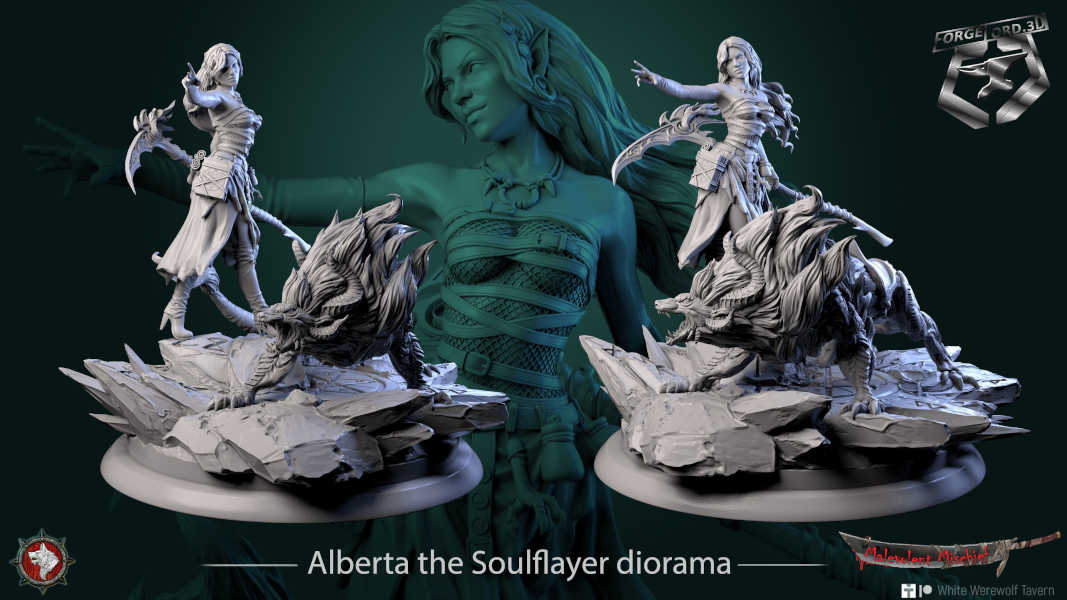 Alberta the Soulflayer diorama, statue 75mm - ForgeLord.3D Fantasy ...