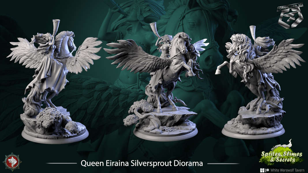 Queen Eiraina Silversprout Diorama, statue 75mm - ForgeLord.3D Fantasy Miniatures