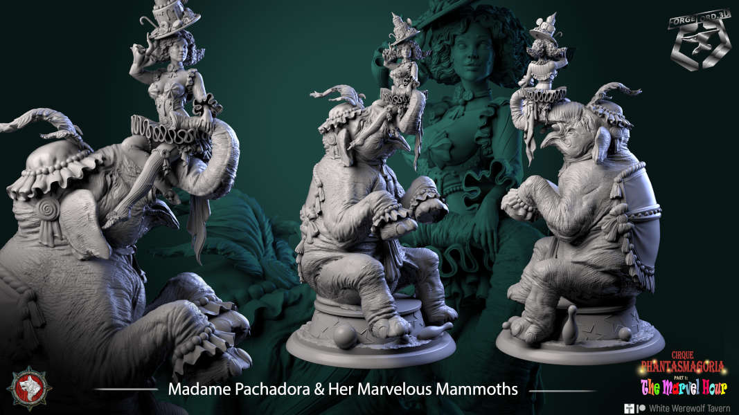 Madame Pachadora & Her Marvelous Mammoths, statue 75mm - ForgeLord.3D ...