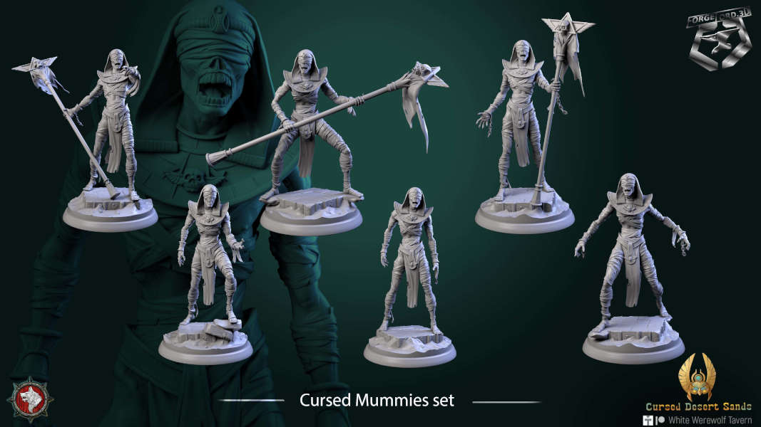Cursed Mummies set, 32mm - ForgeLord.3D Fantasy Miniatures