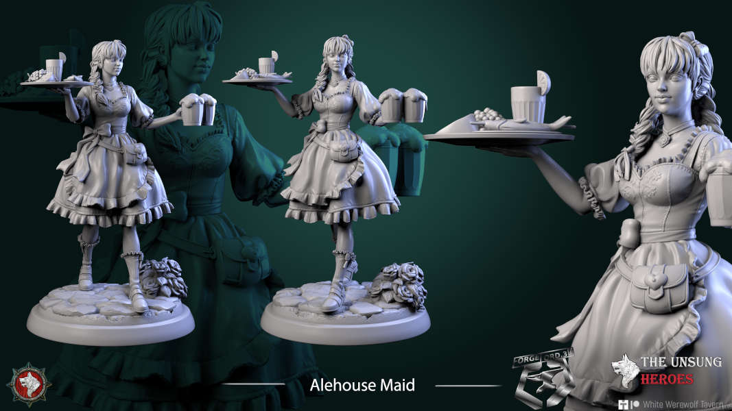 Alehouse Maid, statue 75mm - ForgeLord.3D Fantasy Miniatures